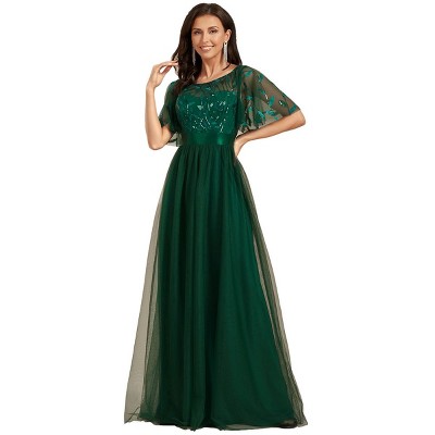 Dark Green Women's Asymmetrical Hem Bridesmaid Dress Ep00465, 10 : Target