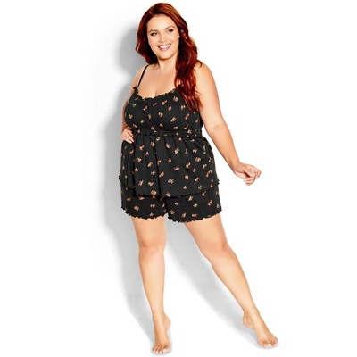 City Chic | Women's Plus Size Eden Short Pj Set - Black - 20w : Target