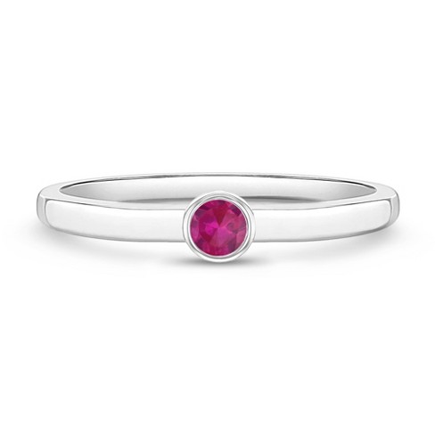 Girls CZ Birthstone Sterling Silver Ring Hot Pink Size 4 In Season Jewelry