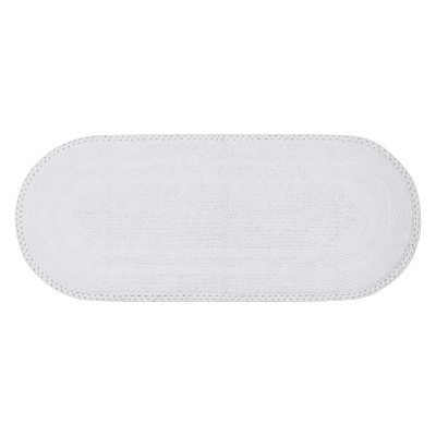 Laura Ashley Camilla Crochet Border 100% Cotton 24" x 60" Oval Bath Mat ...