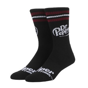 Dr Pepper Classic Logo Black Men's Athletic Crew Socks : Target