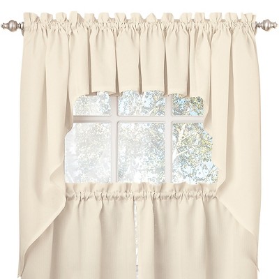 Collections Etc Solid Textured Swag Window Curtain Pair, Single Panel ...