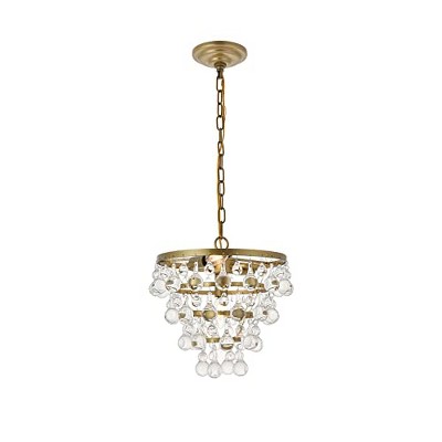 Elegant Lighting Kora 3 Light Brass Pendant : Target