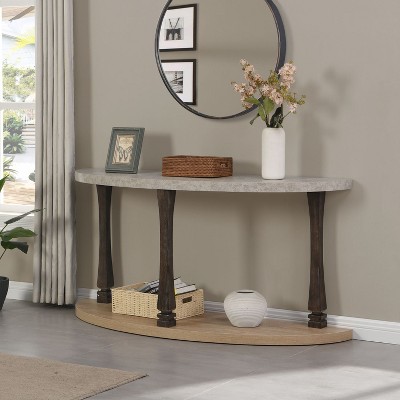 48 Inch L Wooden Half Moon Gray Console Table, Semi Circle Demilune ...