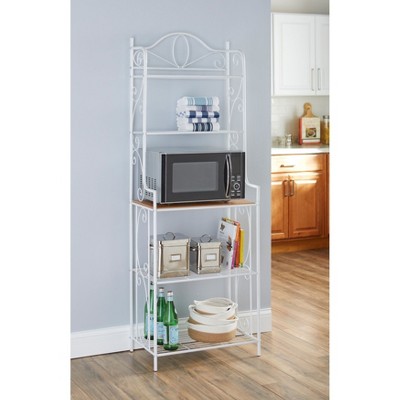 Downes Farmhouse Baker's Rack With Sliding Barn Door White Oak ...