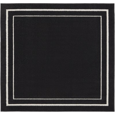 Nourison Essentials 5' X Square Black Ivory Contemporary Indoor/outdoor ...