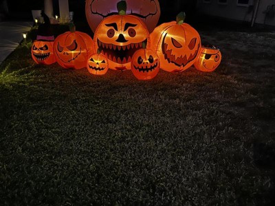 Occasions 8 Foot Inflatable Polyester Pre Lit Silly Faces Pumpkin Patch ...