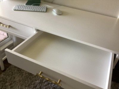Oslari Wood Writing Desk With Drawers White Threshold Gold tone Hardware Home Office Furniture Target