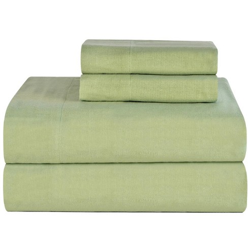 Pointehaven Ultra Soft 100% Cotton Sage Solid 170 Gsm Flannel 4 Pc ...