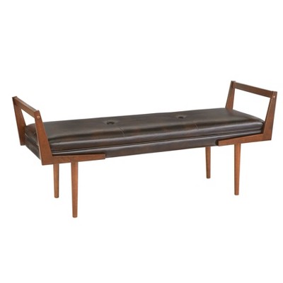Buylateral Mandeville Rustic Live Edge Solid Wood Dining Bench Walnut ...