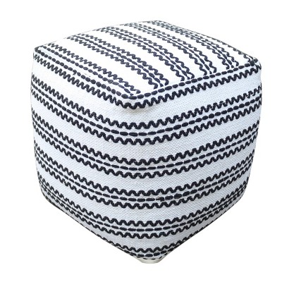 Layne Boho Cotton Pouf Natural/black - Christopher Knight Home : Target
