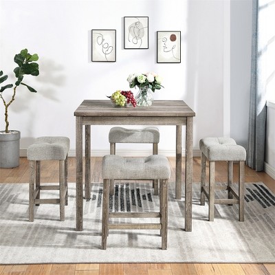 5 Piece Dining Table Set, Dining Room Table Set With Square Table, 4 ...