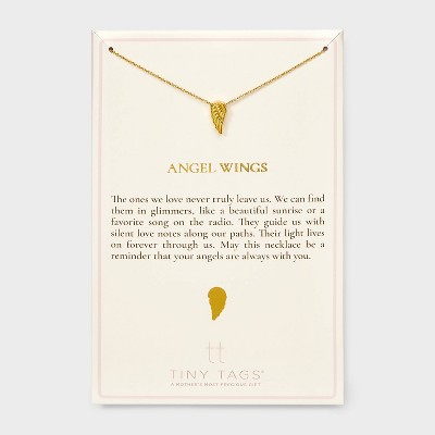 Tiny Tags 14k Gold Ion Plated Angel Wing Chain Necklace - Gold : Target
