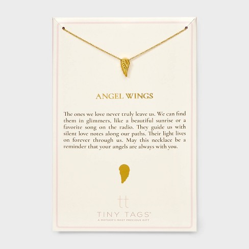 Tiny Tags 14k Gold Ion Plated Angel Wing Chain Necklace - Gold : Target