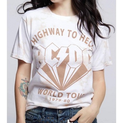 Women's Ac/dc Highway To Hell Tie Dye Tee - Recycled Karma Xs : Target