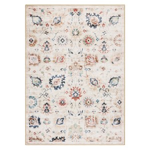 EVERWASH Haven Damask Floral Washable Area Rug, Beige Multi, 6'X9' : Target