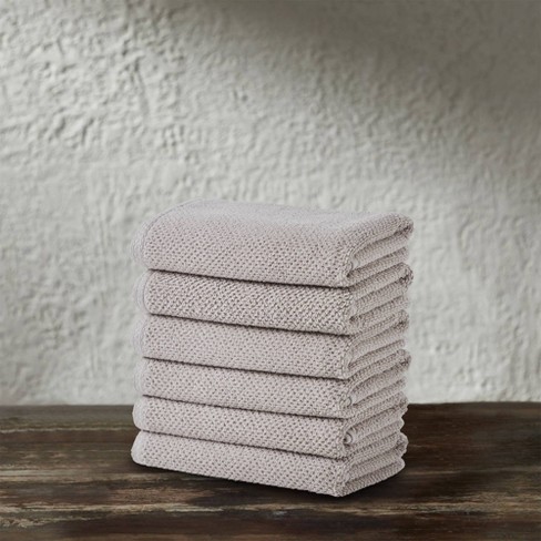 6pc Cotton Popcorn Textured Bath Hand Towel Set Taupe - Isla Jade ...