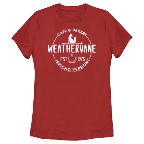 Women's Wednesday Weathervane Cafe Logo T-shirt - Red - Large : Target