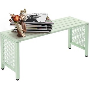 VINGLI 40in Outdoor Metal Bench, All-Weathe Backless Patio Bench with ...