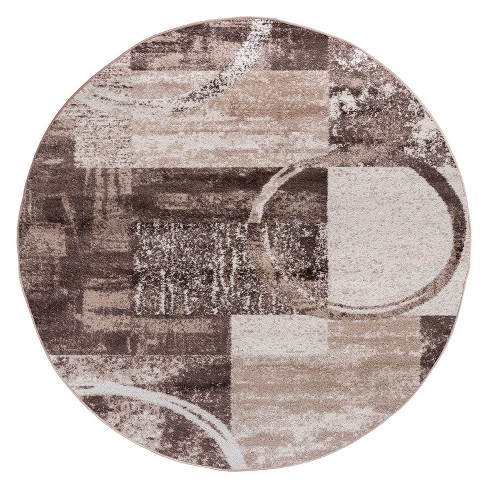 World Rug Gallery Abstract Circle Brown 6'6" Round Rug : Target
