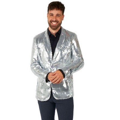 Suitmeister Men's Shiny Party Blazers - Sequins Silver - Metallic ...