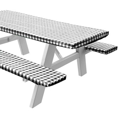 Picnic Table Cover With Bench Covers -fitted With Elastic, Vinyl With ...