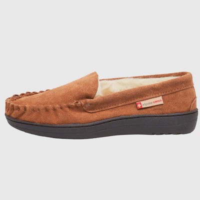 Alpine Swiss Mens Moccasin Slippers Genuine Suede House Shoe Memory ...
