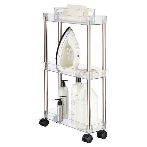 Mdesign Slim 3-tier Portable Household Rolling Cart With Wheels - 16.03 ...