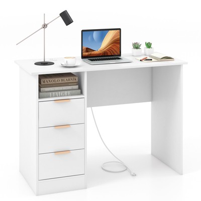 Costway 42.5” Computer Desk With Built-in Charge Station Home Office ...