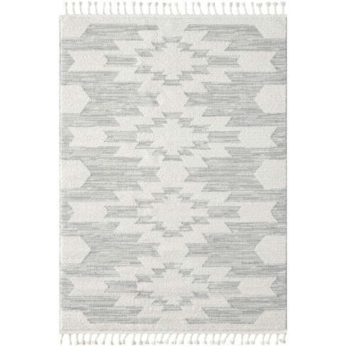 Luxe Weavers South Western Geometric Gray 8x10 Area Rug With Fringe ...