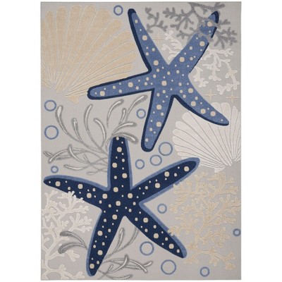 Nourison Aloha Ocean Starfish Indoor/outdoor Area Rug Navy Multicolor 9 ...