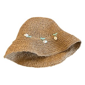 Anna-Kaci Women's Straw Bucket Hat with Cherry Embroidery Lightweight ...