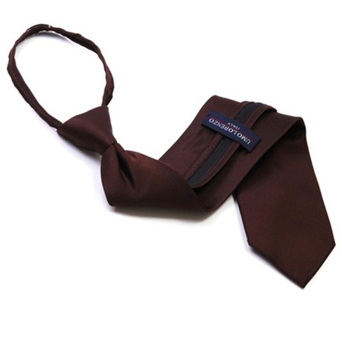 Thedappertie Men's Brown Solid Color Pre-tied Zipper Neck Ties : Target