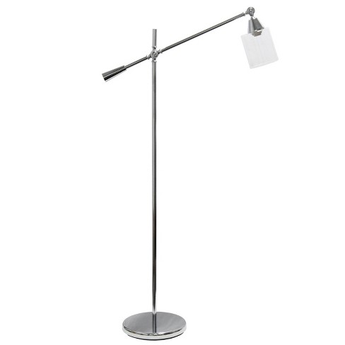 Swing Arm Floor Lamp With Glass Cylindrical Shade Chrome - Lalia Home ...