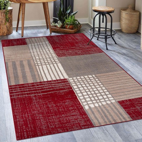 Luxe Weavers Modern Plaid Red 5x7 Area Rug : Target