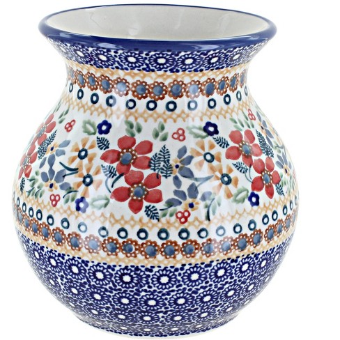 Blue Rose Polish Pottery Red Daisy Medium Vase : Target