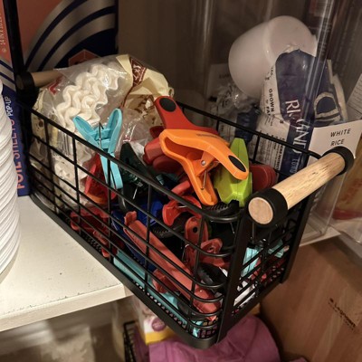 Rectangular Wire Natural Wood Handles Basket - Brightroom™ : Target