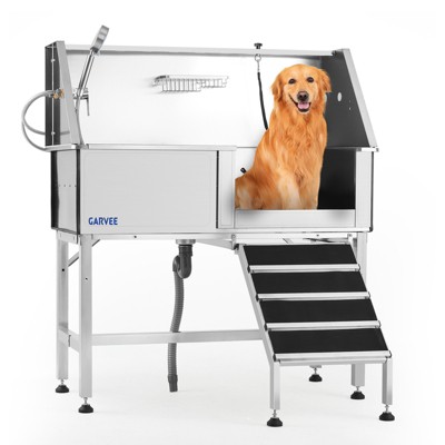 46" Stainless Steel Dog Bathtub, Heavy Duty Grooming Station with Walk ...