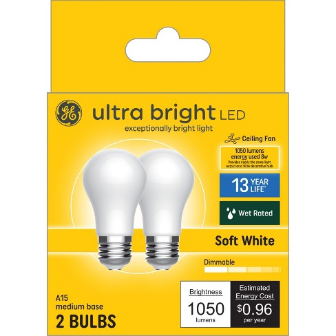 Ge 2pk 100w Frost Ultra Bright A15 Led Ceiling Fan Light Bulbs Soft White Dimmable 1050 Lumens E26 Base 2700k Target