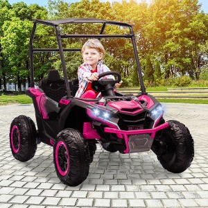 24V Kids Ride On Utv, 2 Seater 4WD Electric Truck with Sun Shade ...