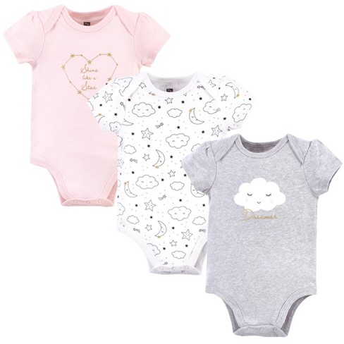 Hudson Baby Infant Girl Cotton Bodysuits 3pk, Dreamer : Target