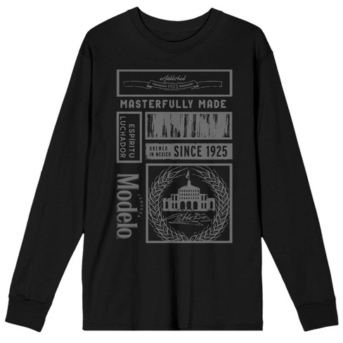 Modelo Masterfully Made Label Collage Crew Neck Long Sleeve Black Adult ...