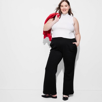 Women's Mid-Rise Flare Sweatpants - Wild Fable™ Black 1X: Heavyweight ...