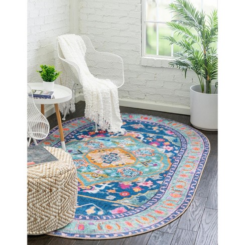 Unique Loom 7' 6 X 10' 6 Philip Timeless Blue Oval Area Rug : Target