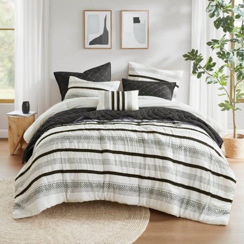 Madison Park Full/queen 7pc Beverley Striped Comforter And Quilt Set ...