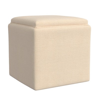 HomePop Storage Ottoman with Tray Top Cream : Target