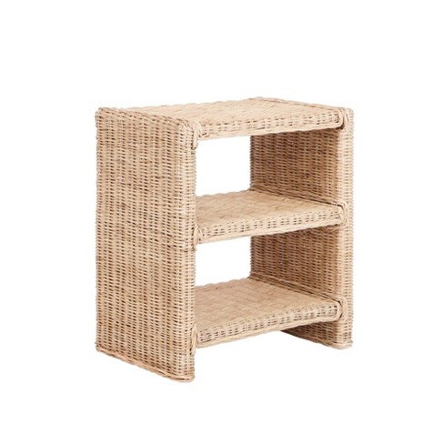 Jonathan Y Praerie 22" Coastal Bohemian Rattan/wood 3 Tier End Table ...