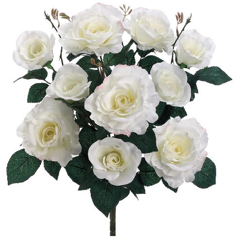 Allstate Floral 18" White And Green Artificial Rose Bush : Target