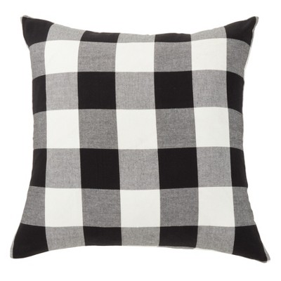 Saro Lifestyle Timeless Plaid Throw Pillow Cover, 20", Black : Target