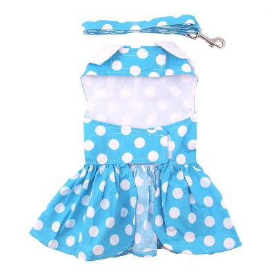 Doggie Design Blue Polka Dot Dog Dress With Matching Leash (medium ...